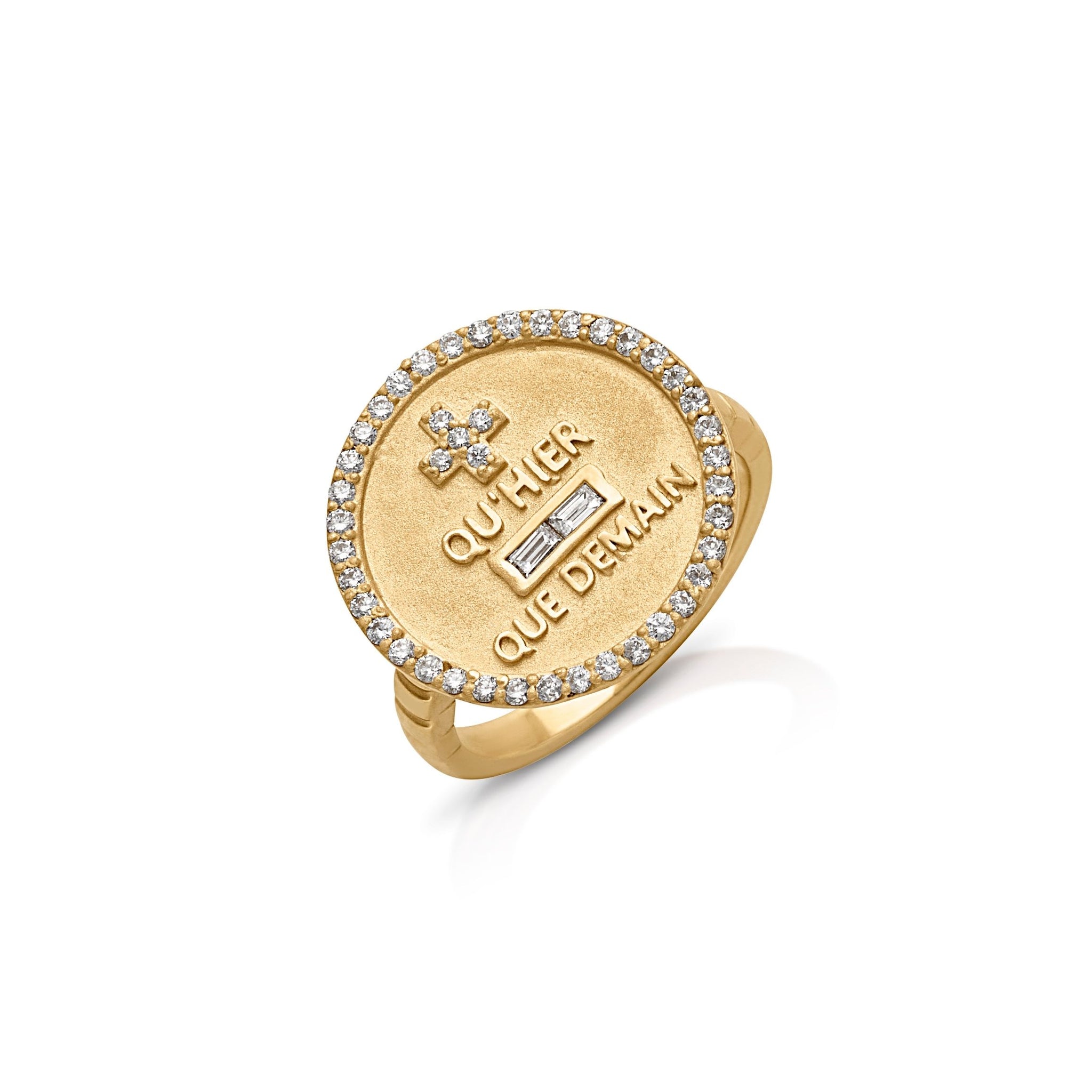 18KY Love Token Ring with Diamond Baguettes - Trilogy - Susan Saffron ...